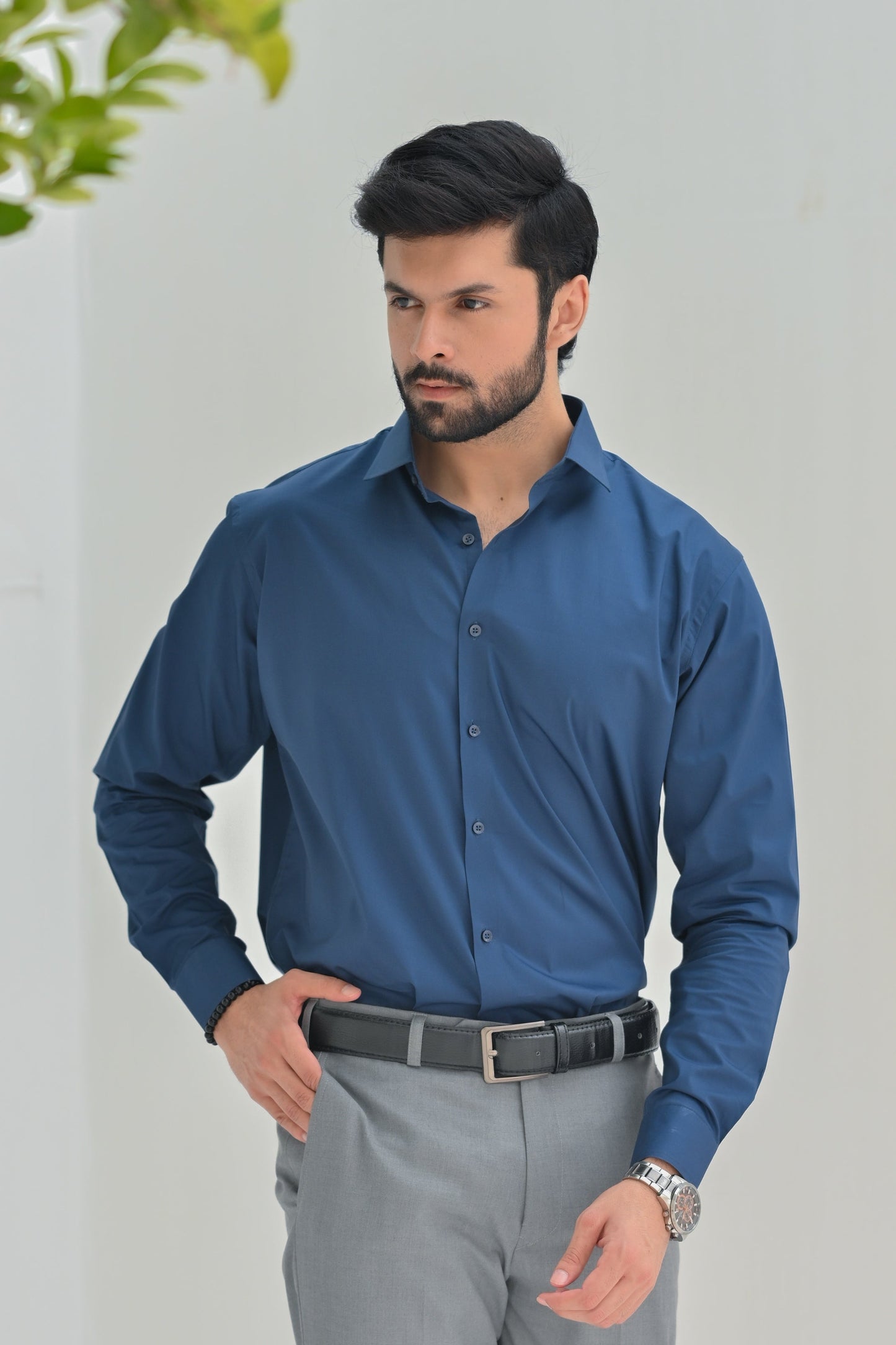Denim Blue Plain Formal Shirt – MODAN