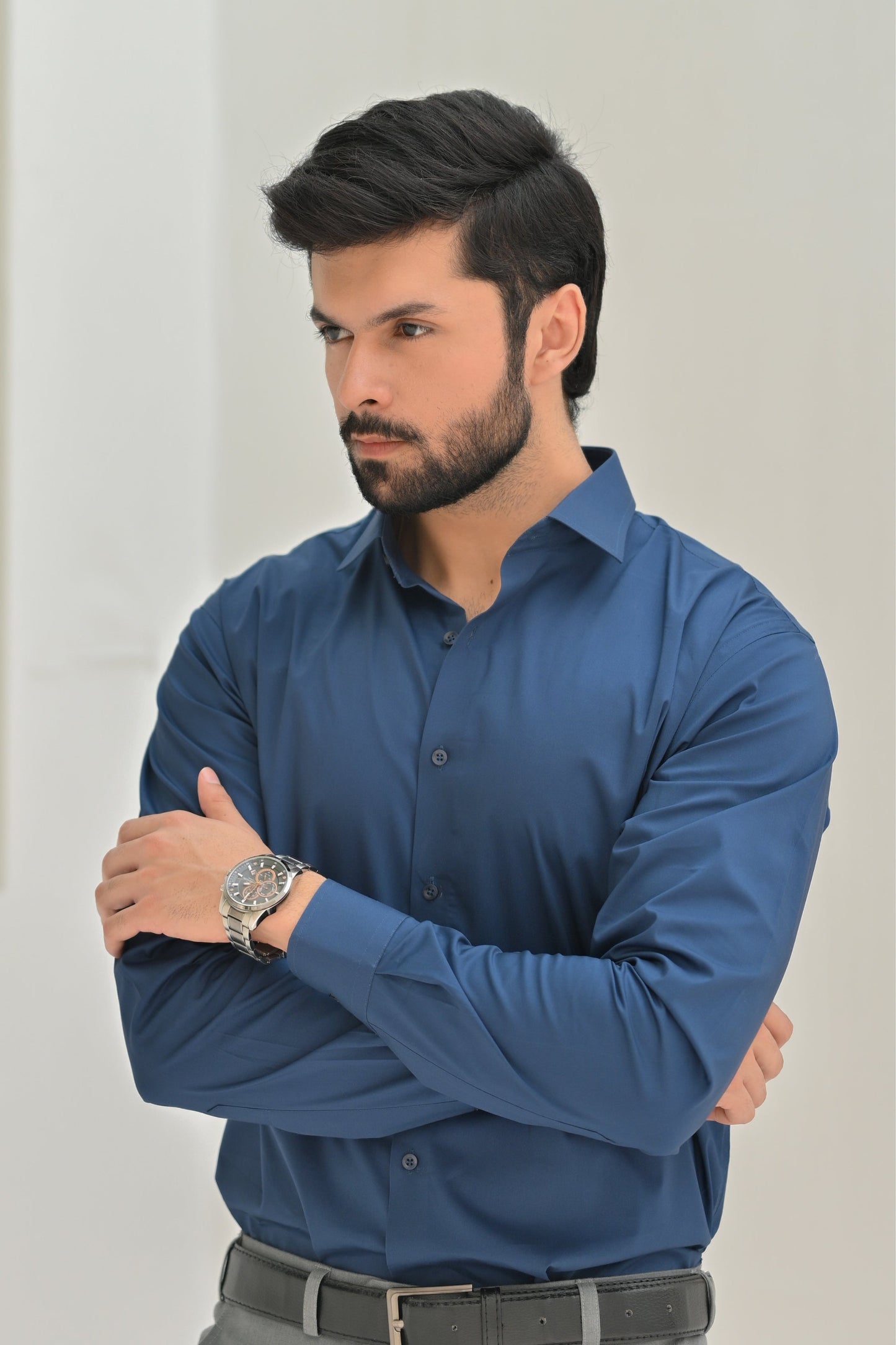 Denim Blue Plain Formal Shirt – MODAN