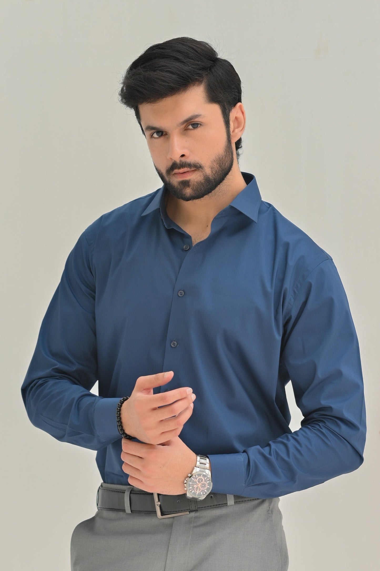 Denim Blue Plain Formal Shirt – MODAN